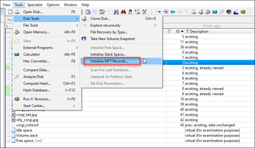 Initialize $MFT Records… with WinHex – mr. eerie